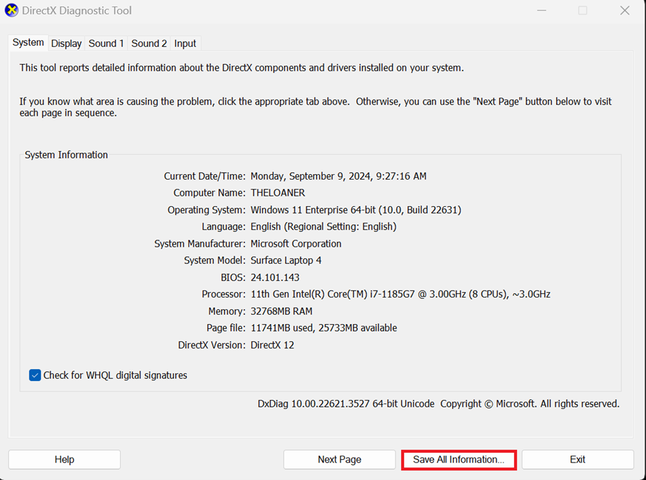 How do I open and run DxDiag.exe to collect information about my device ...