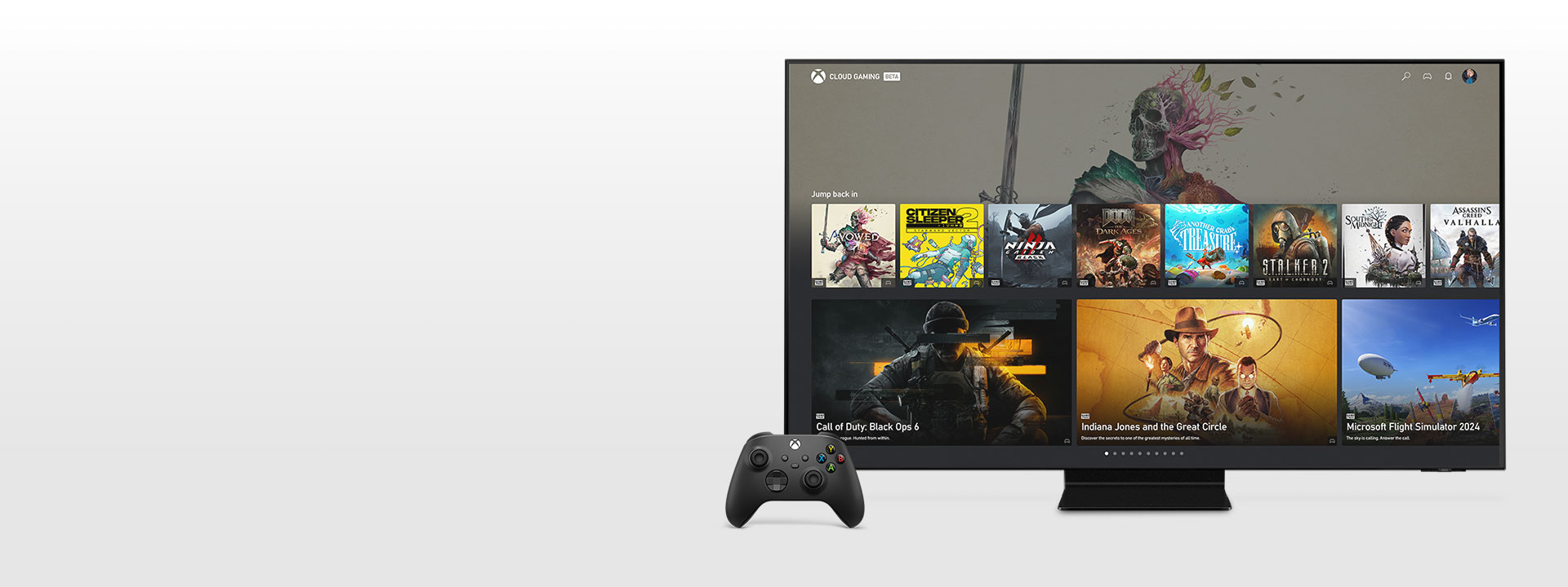 Ekran główny aplikacji Xbox na telewizorze Smart TV